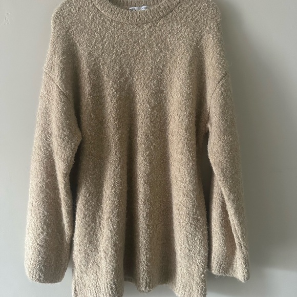Zara | Sweaters | Zara Tan Crew Neck Sweater With Relaxed Fit | Poshmark